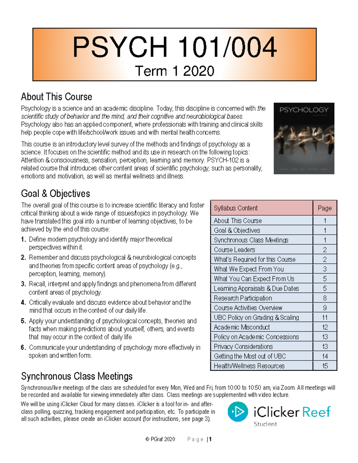 Syllabus PSY 101 2020 Final - © PGraf 2020 P a g e | 1 About This ...