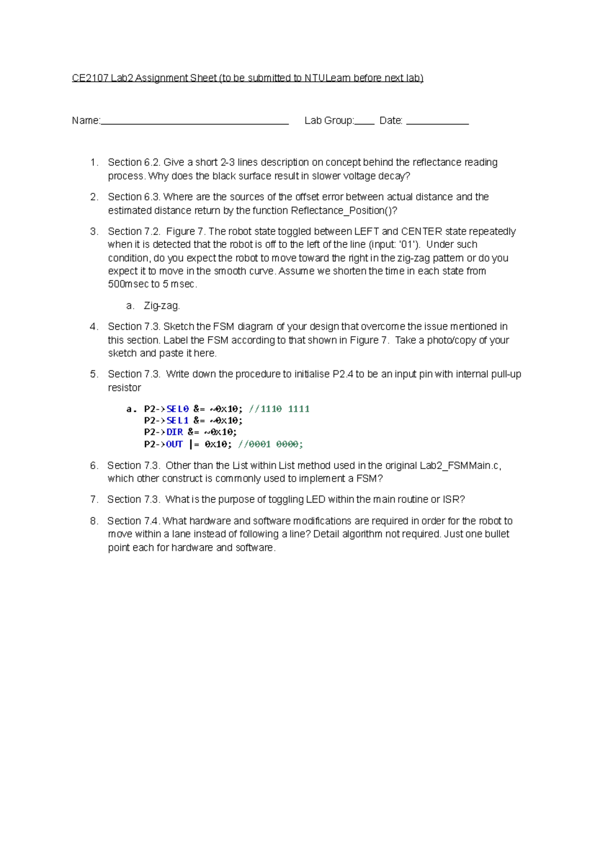 CE2107-Lab2-Manual- Notes(1) (1) - CE2107 Lab2 Assignment Sheet (to be ...