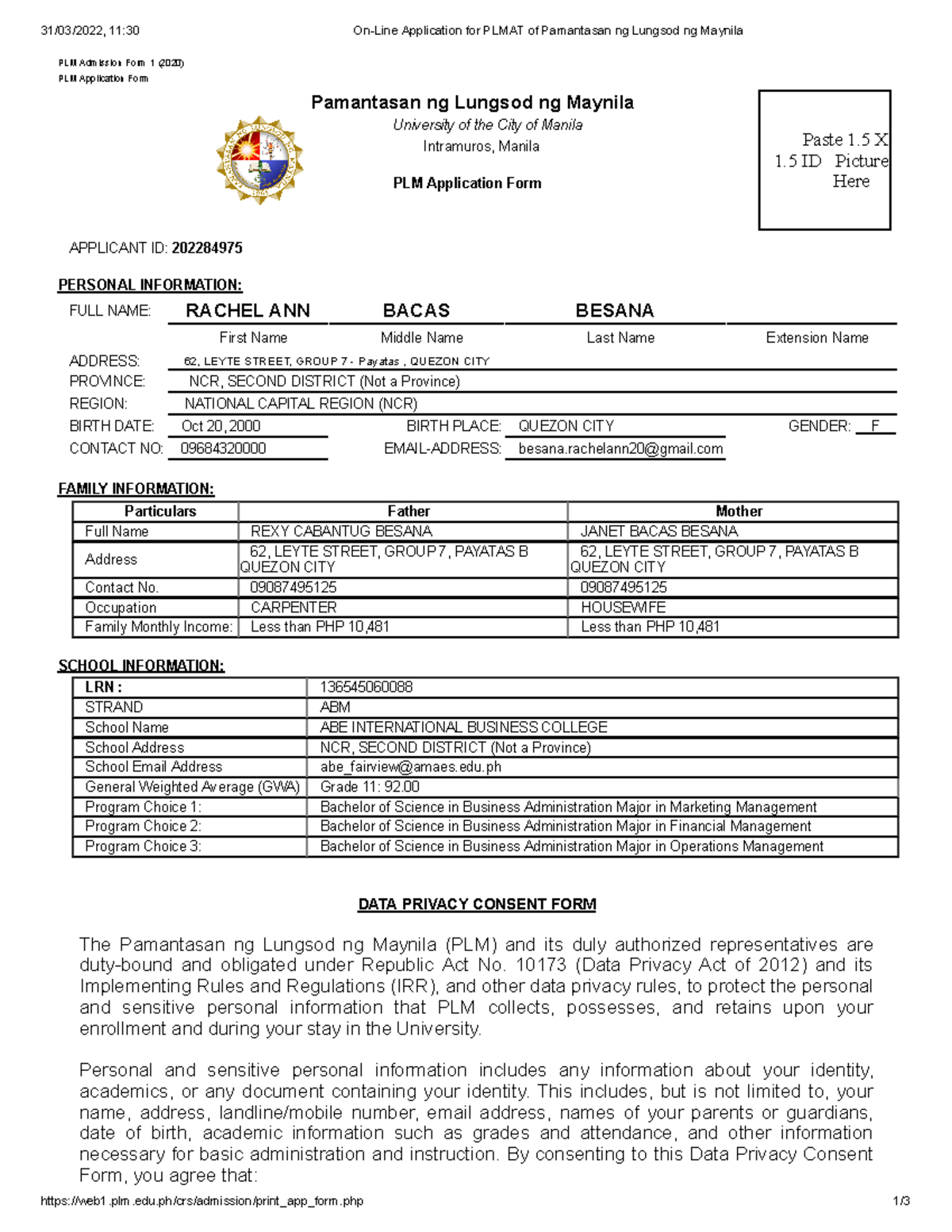 On Line Application for Plmat of Pamantasan ng Lungsod ng Maynila - 31 ...