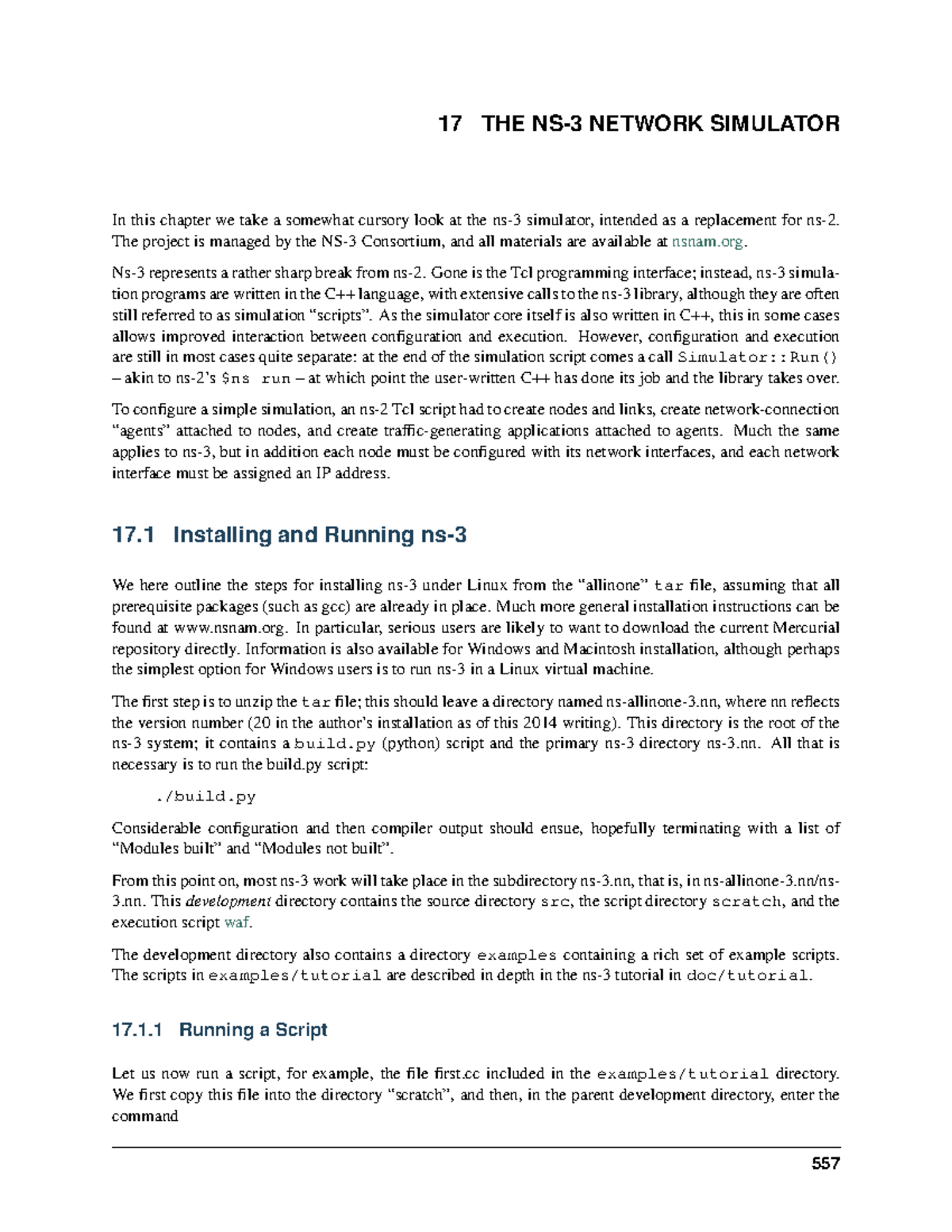 Computer Network - 17 THE NS-3 NETWORK SIMULATOR In this chapter we ...