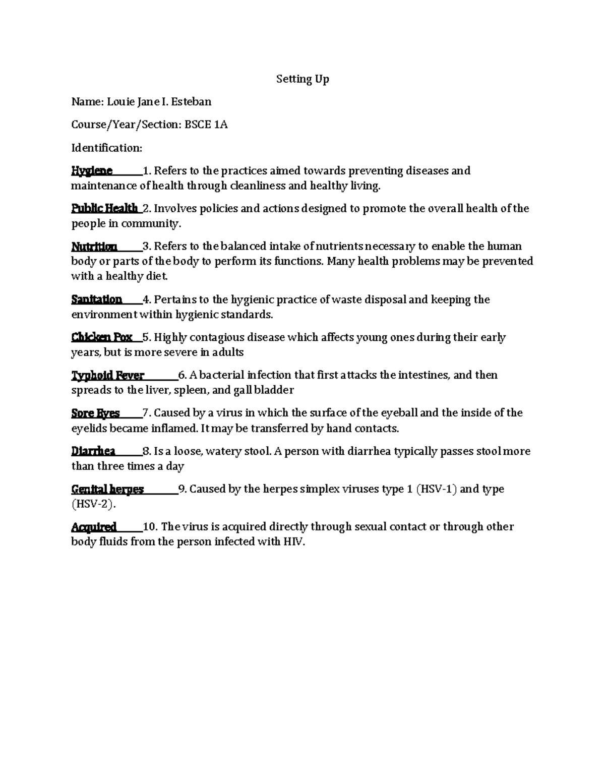Activity 4-Esteban, Louie Jane I - Setting Up Name: Louie Jane I ...
