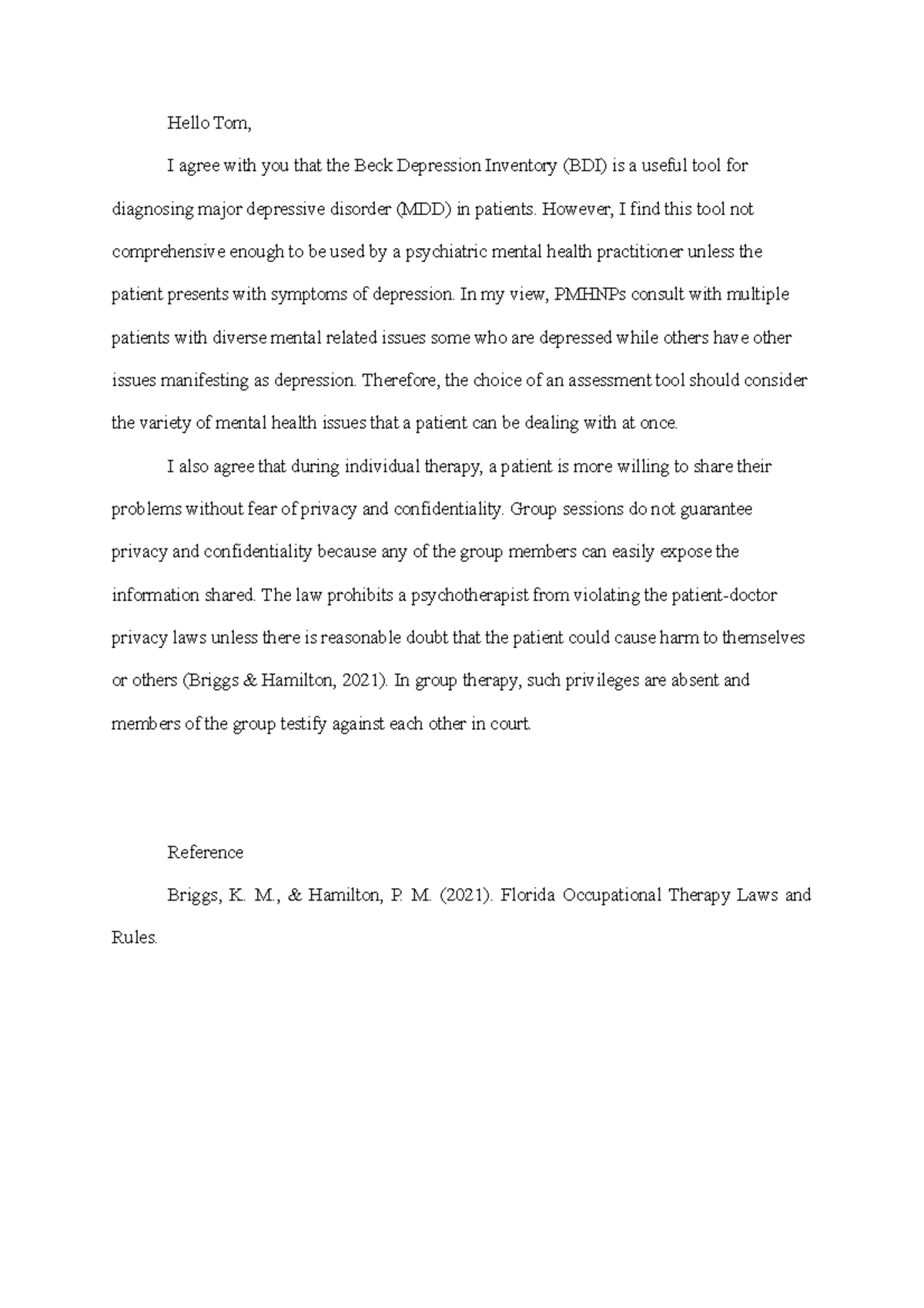 688A reply 1 - Copy - GRE - Hello Tom, I agree with you that the Beck ...