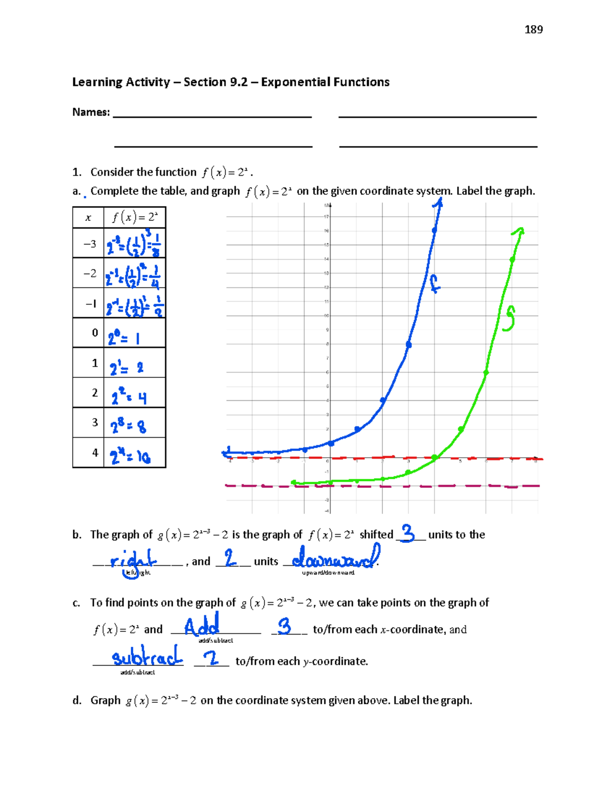 M1105C LA 9.2 Exponential Functions W PG NUMS - Learning Activity ...