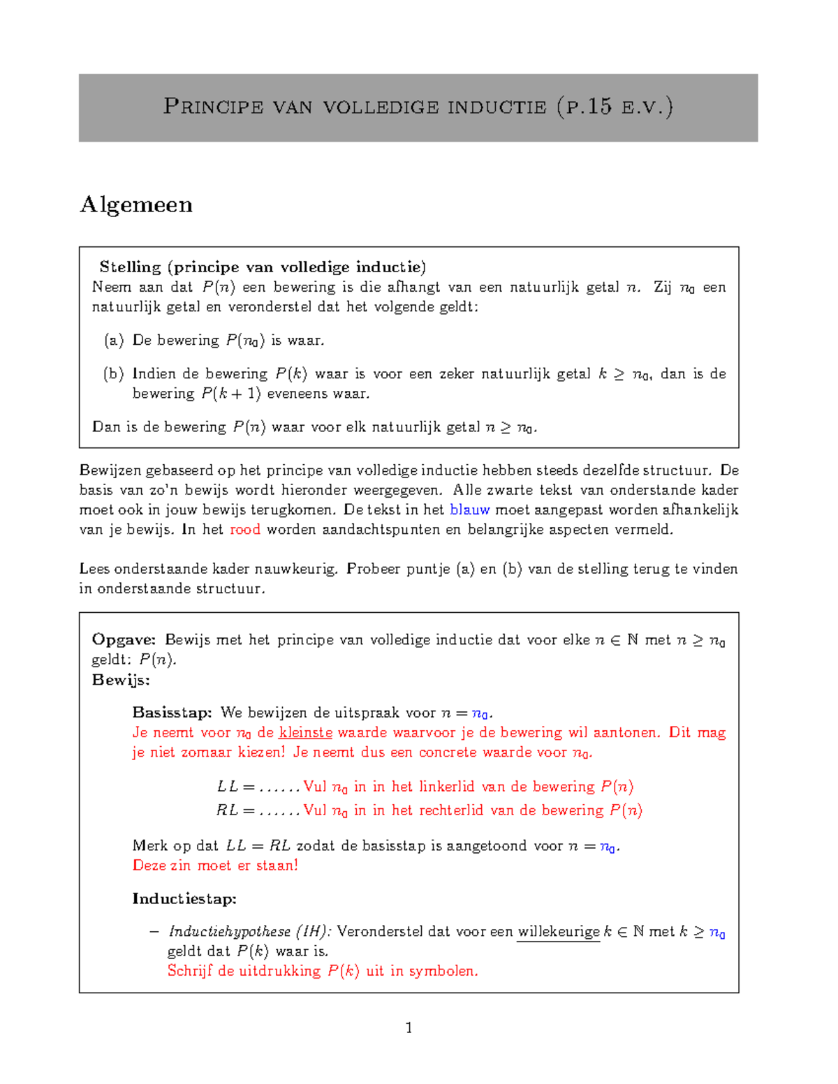 Volledige Inductie - Samenvatting Wiskunde - Principe van volledige ...
