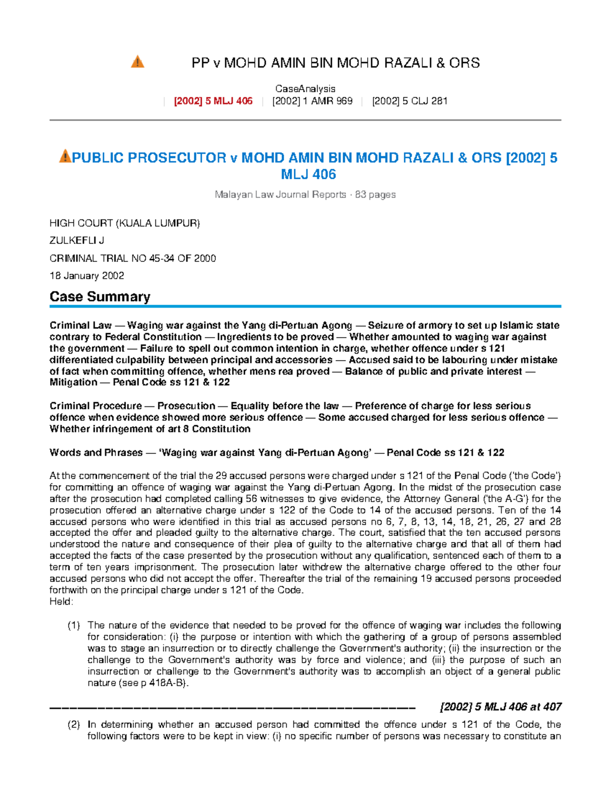 Reading 3. PP v Mohd Amin bin Mohd Razali Ors [2002 ] - PP v MOHD AMIN ...