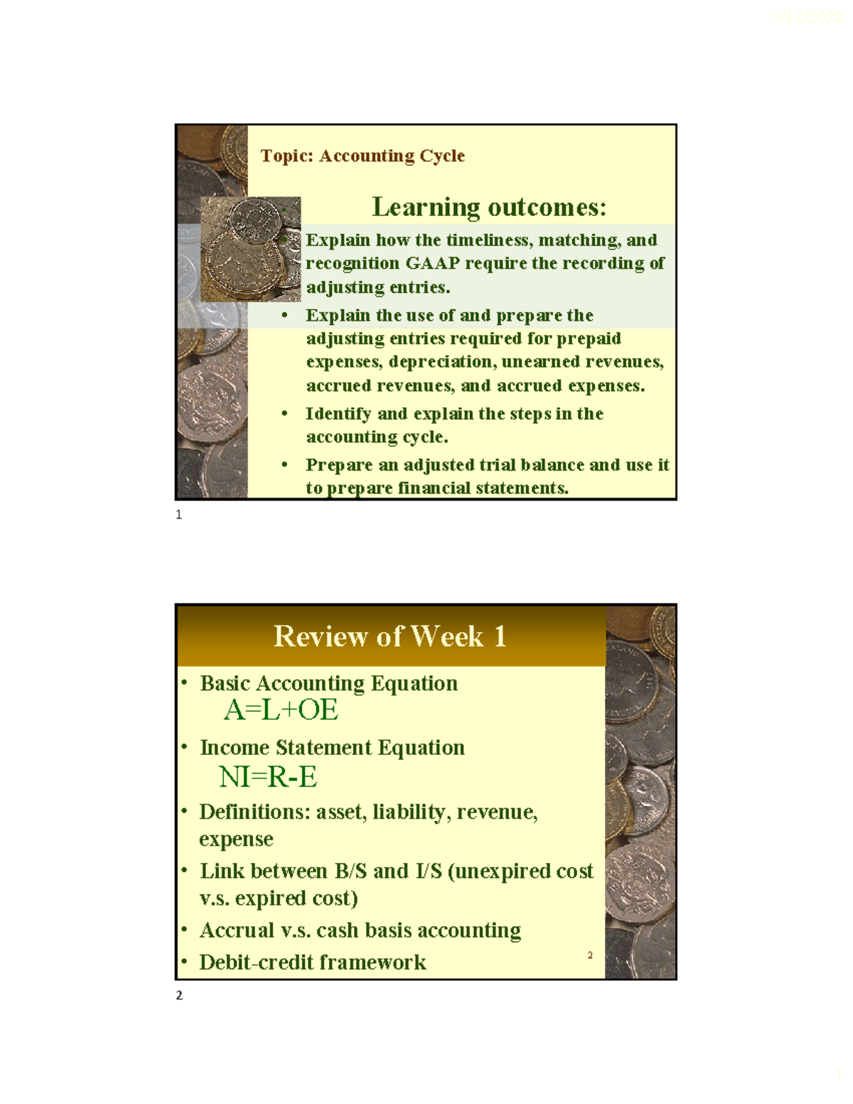 Class #2 Adjusting Journal Entries Fall 2022 - Learning outcomes ...