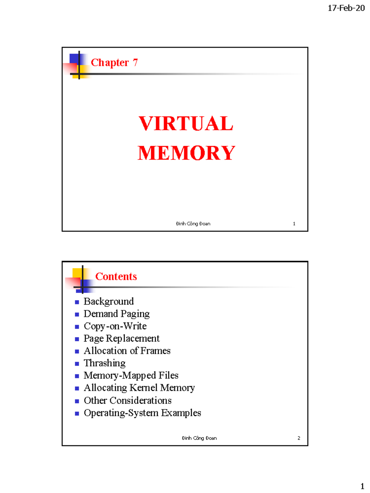 C7-Virtual-Memory - pdf - Chapter 7 VIRTUAL MEMORY Đinh Công Đoan 1 ...