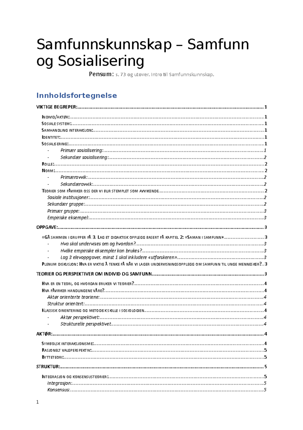 Samfunn-og-sosialisering - Samfunnskunnskap – Samfunn og Sosialisering ...