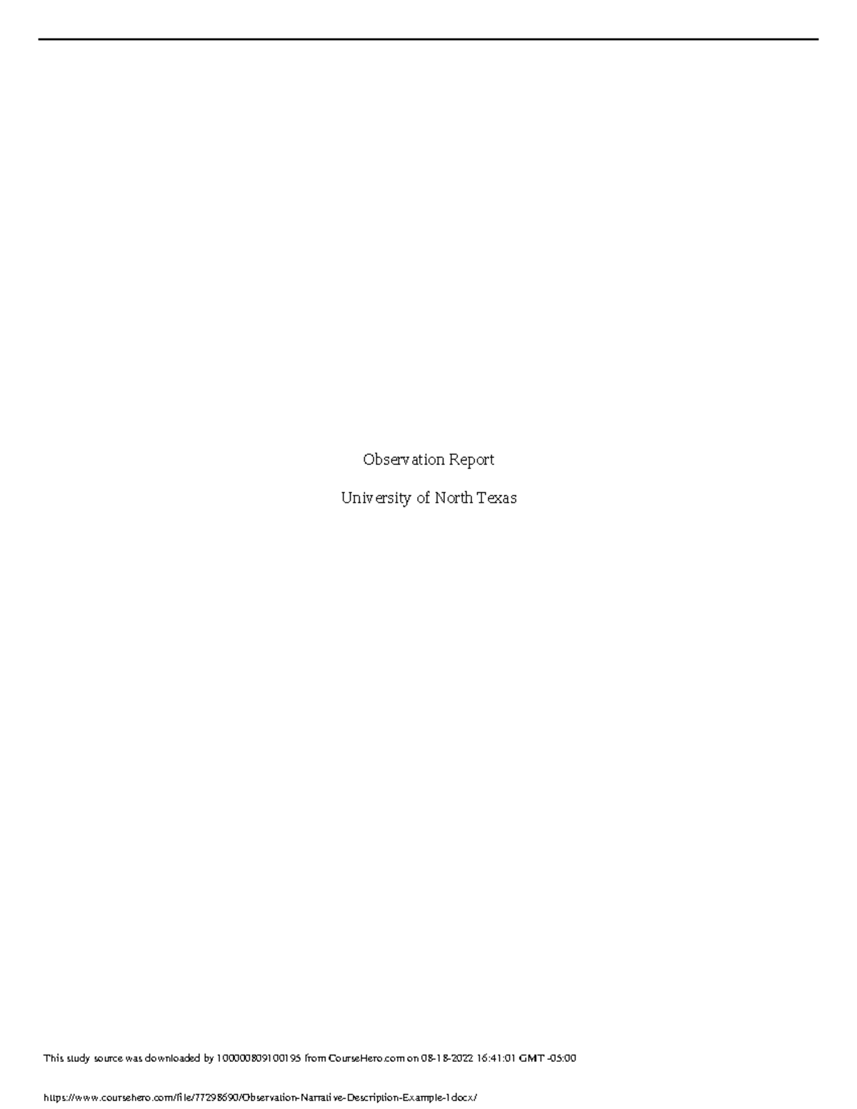 Observation Narrative Description Example 1 - Observation Report ...