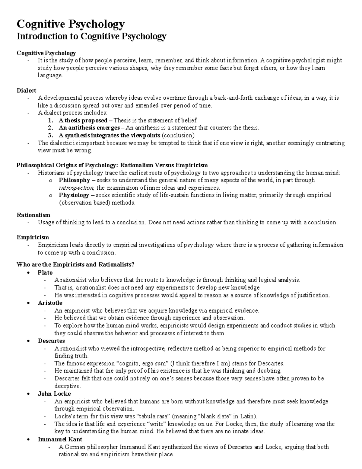Cognitive Psychology - Cogni - Cognitive Psychology Introduction to ...