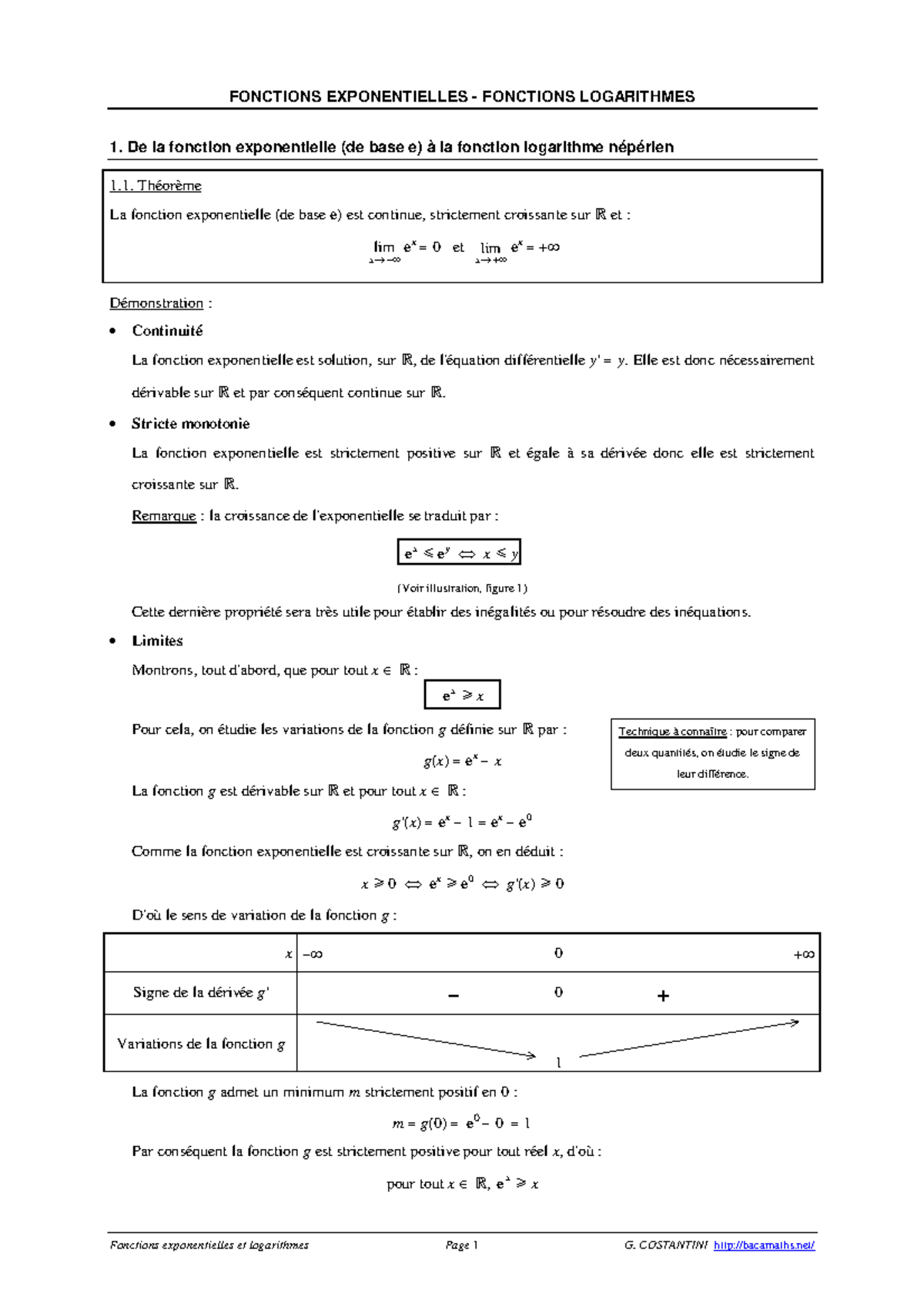 Fonction exponentielle cours 06 - FONCTIONS EXPONENTIELLES - FONCTIONS ...