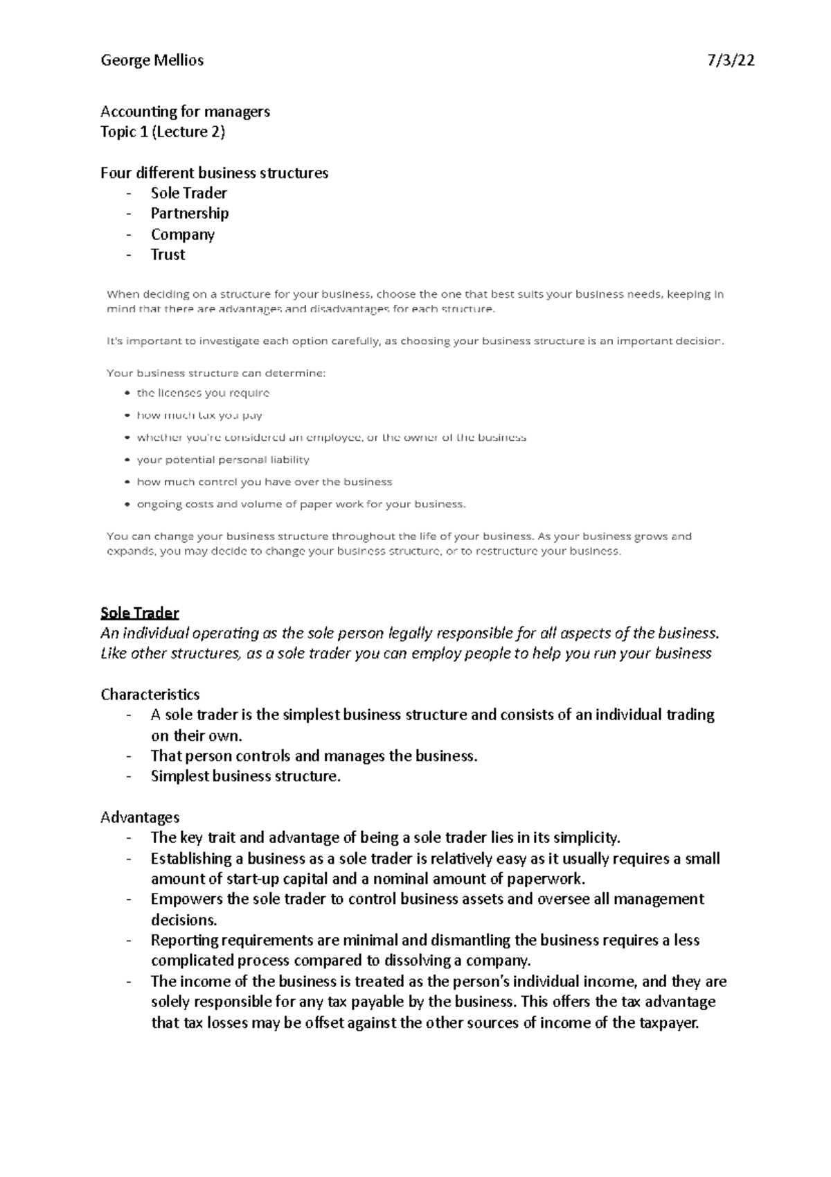 ACF Topic 1 - Accounting for managers Topic 1 (Lecture 2) Four ...