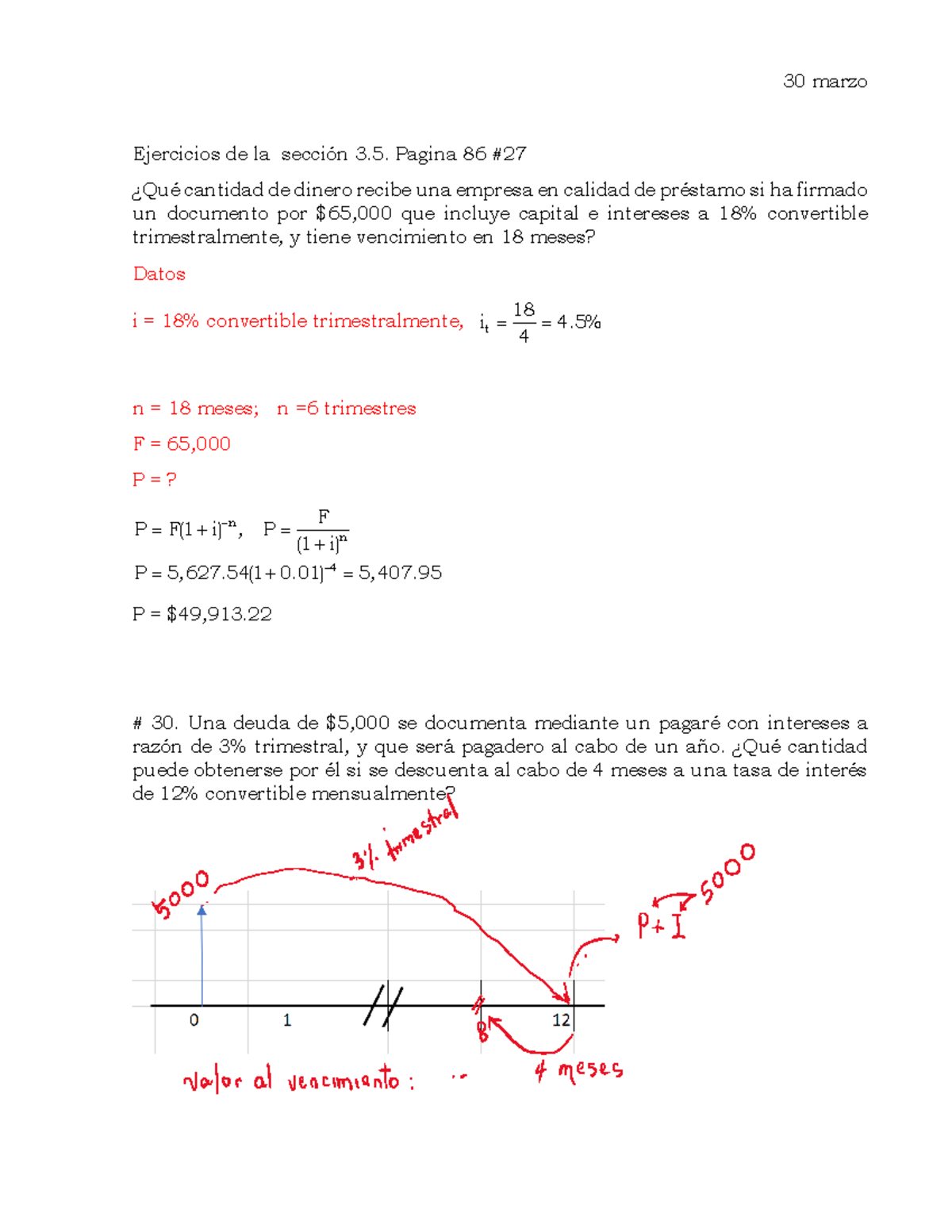 30 marzo mf - EJER MATE - 30 marzo Ejercicios de la sección 3. Pagina 86 ¿Qué cantidad de dinero ...