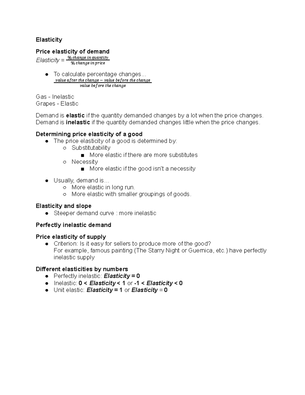 Class Notes #9 2-22-21 - Elasticity Price elasticity of demand ...