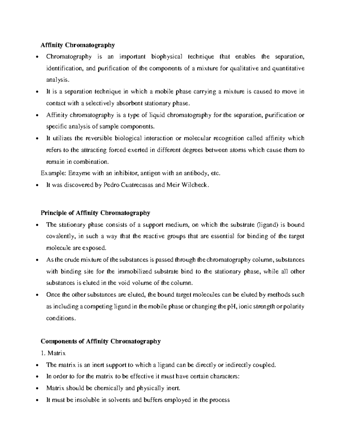 Affinity chromatography - Affinity Chromatography Chromatography is an ...