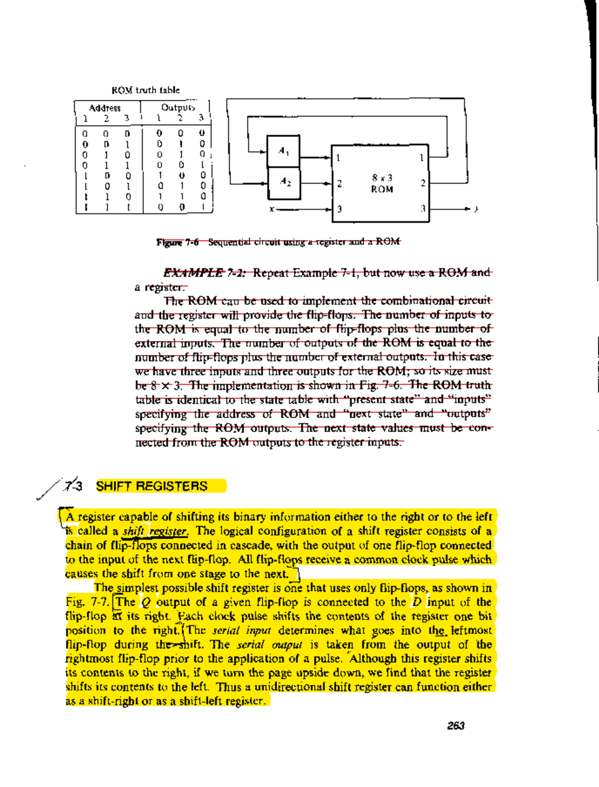 Register 2 - 263 /7-3 SHIFTREGISTERS ~ register capable of shifting its binary information ...