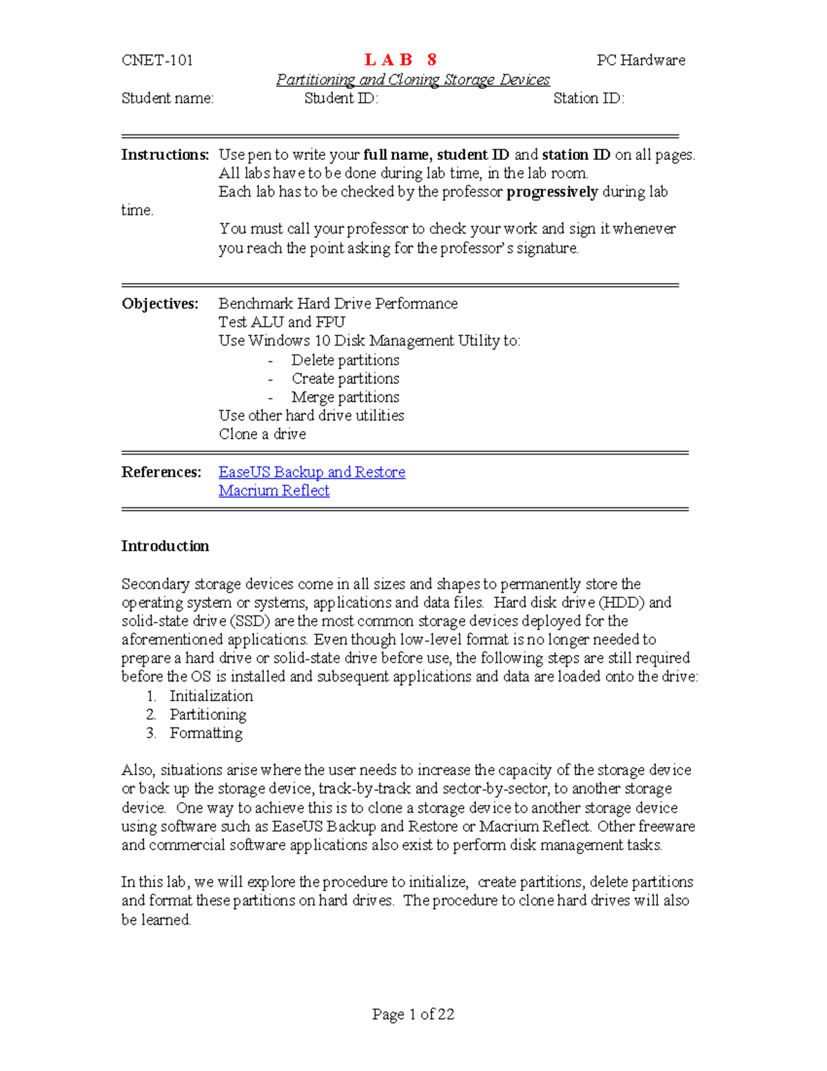 LAB 8 - Partitioning and Cloning Storage Devices - Partitioning and Cloning Storage Devices ...