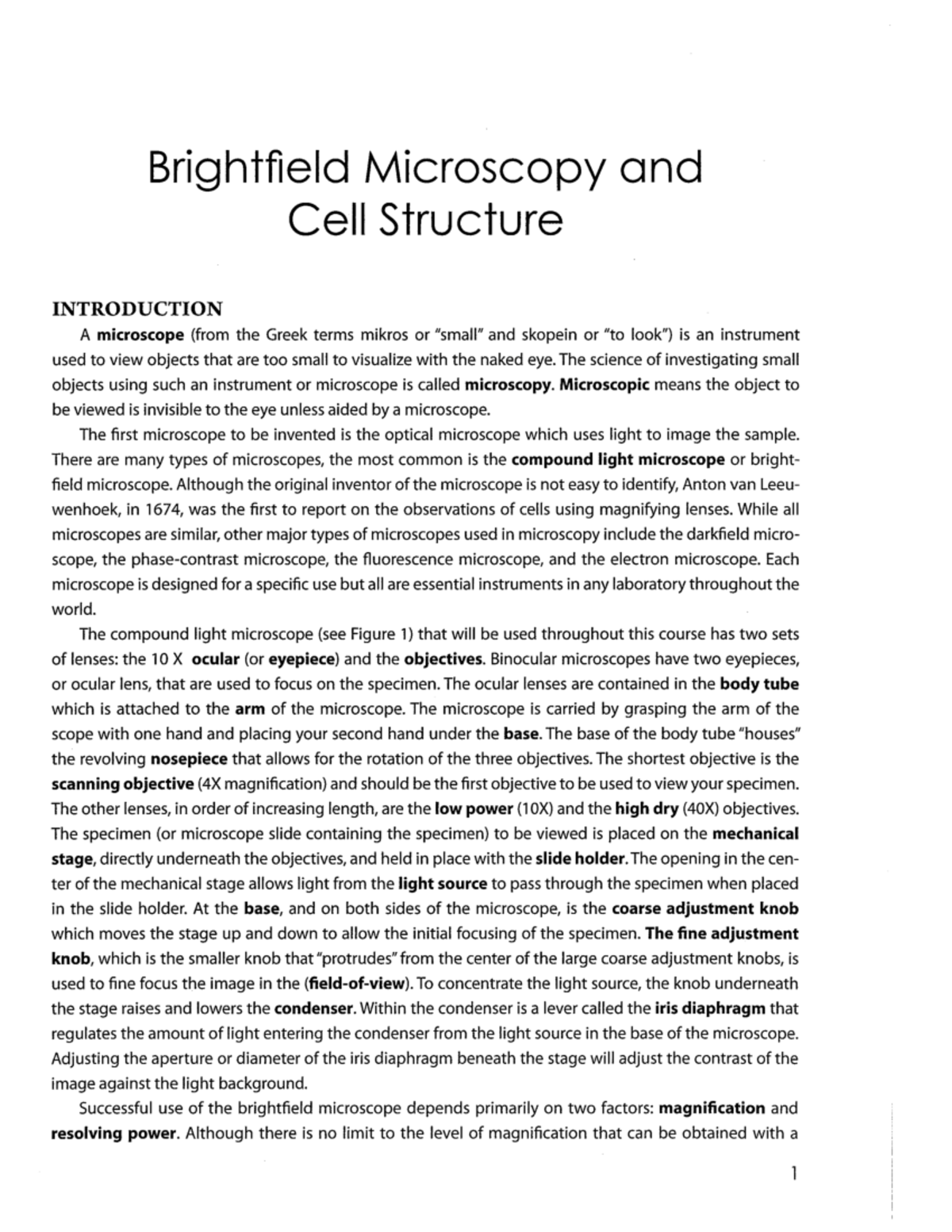 BIOL224+Brightfield Microscopy Lab Exercise - BIOL 224 - Studocu