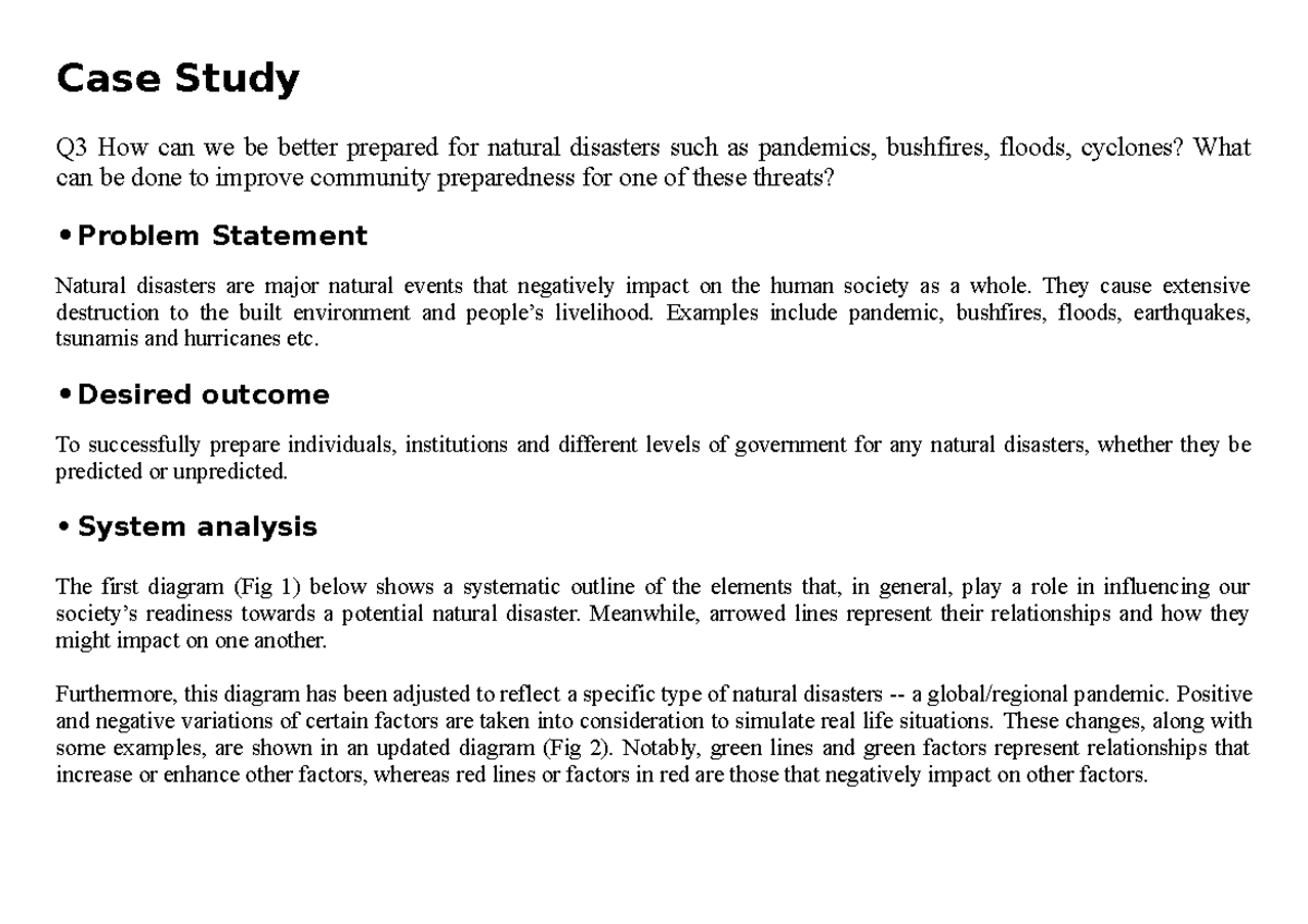 Case Study - Case Study Q3 How can we be better prepared for natural ...