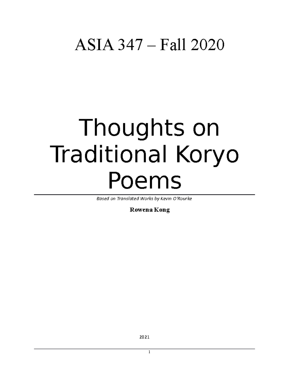 Traditional Koryo Poets - Chong Chisang and Yi Kyubo - ASIA 347 – Fall ...