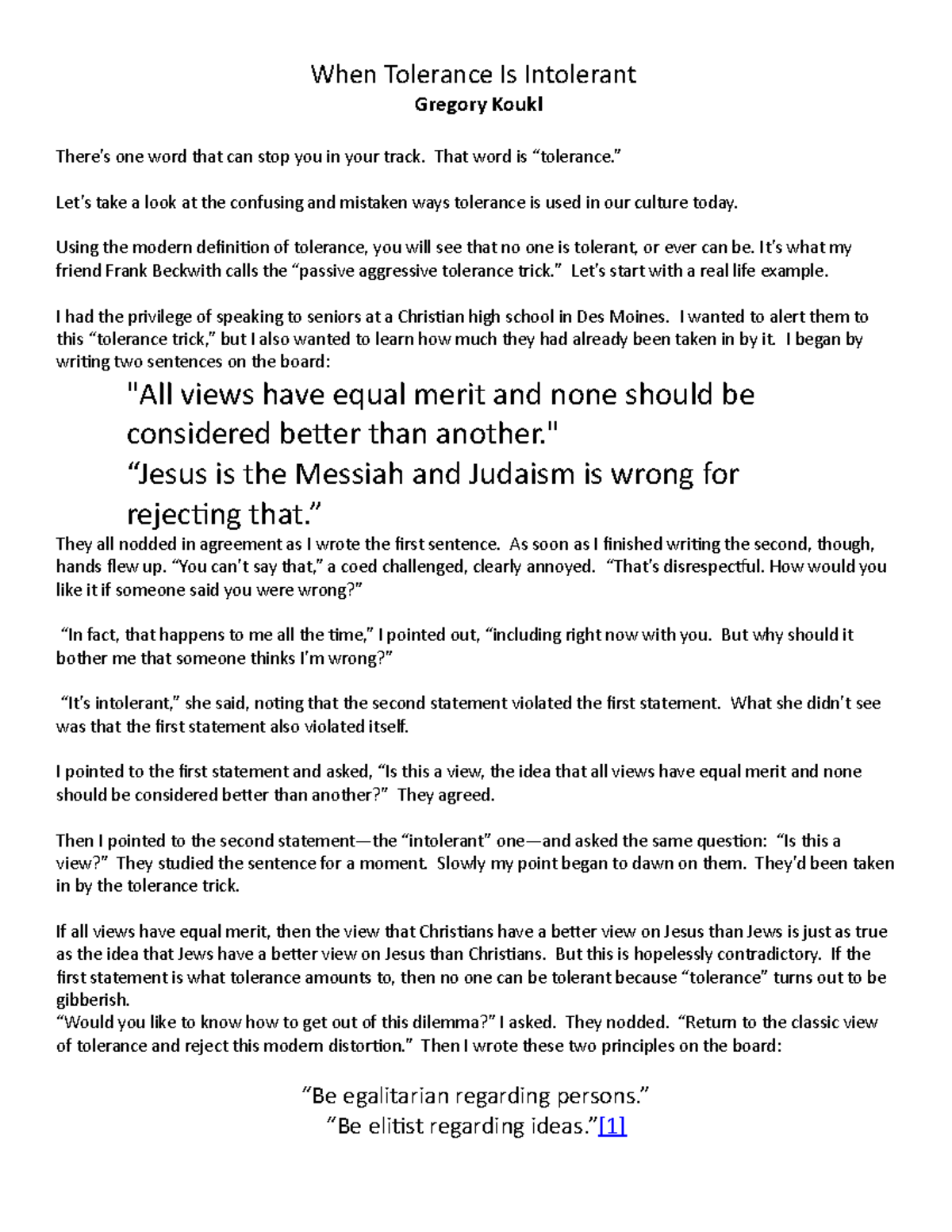 When Tolerance Is Intolerant - When Tolerance Is Intolerant Gregory ...