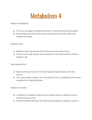 Metabolism 3 - Notes - Metabolism 3 Regulation of Metabolism: Hormones ...