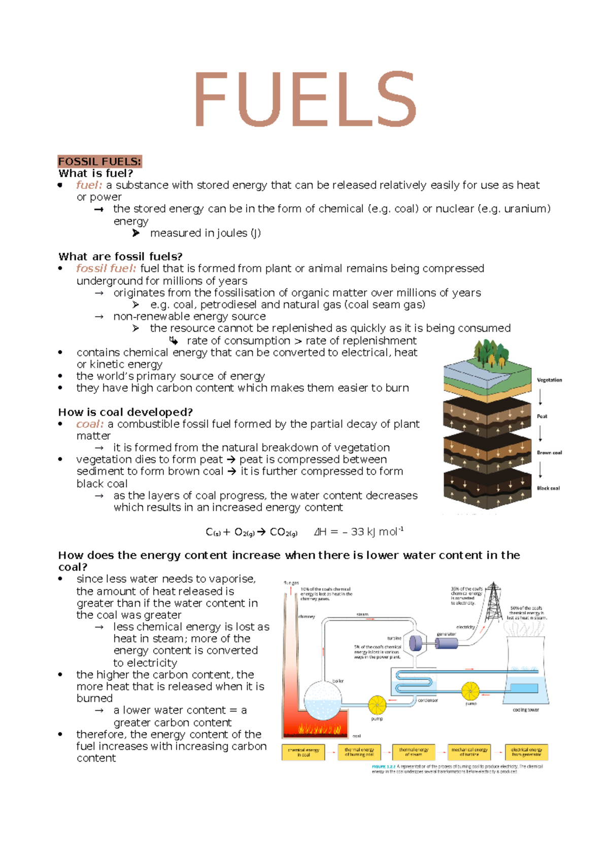 obtaining energy from fuels - fuel choices - Studocu