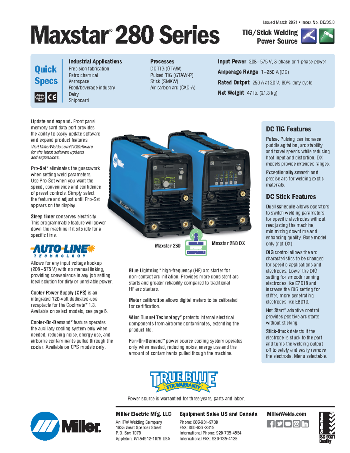 DC350 Maxstar 280 Series EN - Power source is warrantied for three ...