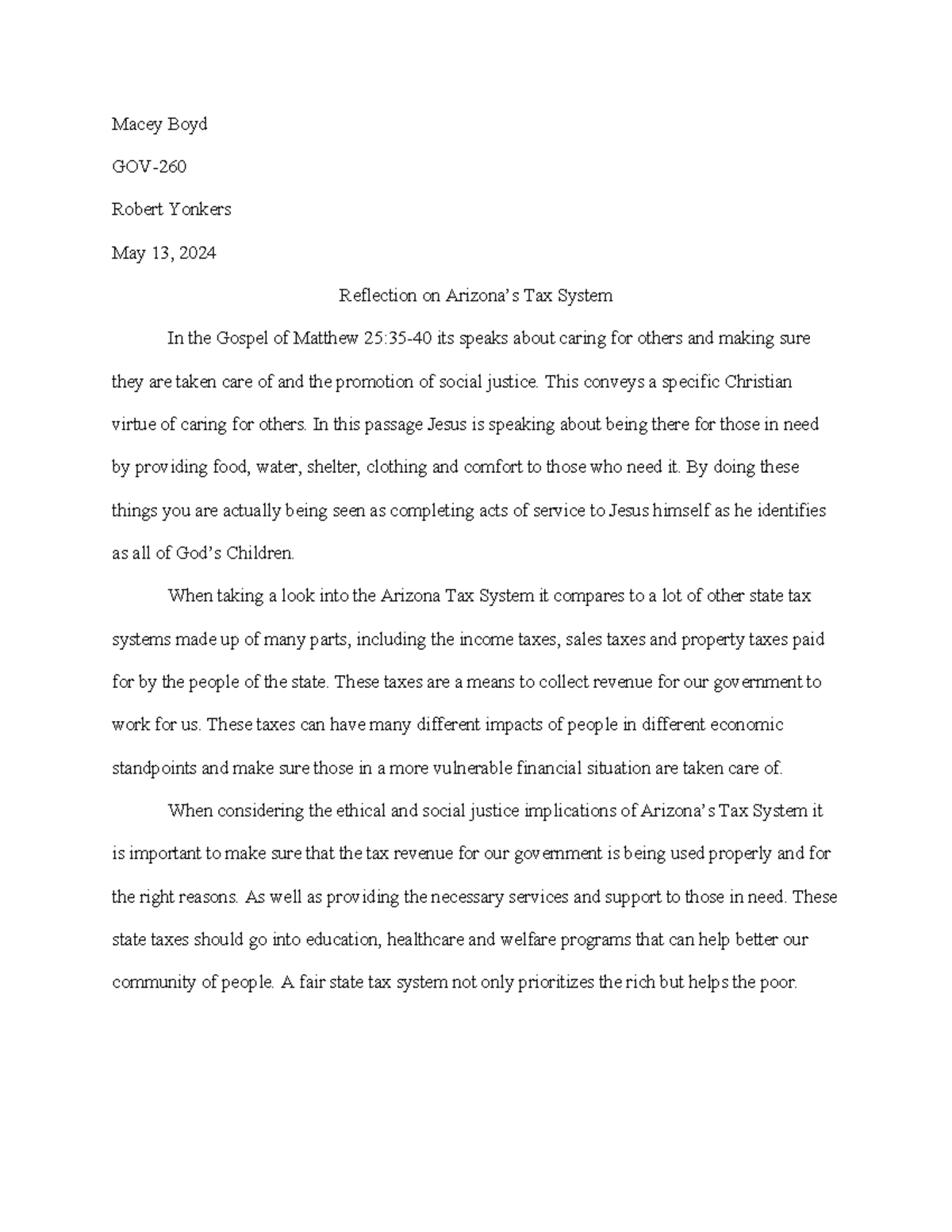 Reflection of Arizona Tax System - Macey Boyd GOV- Robert Yonkers May ...