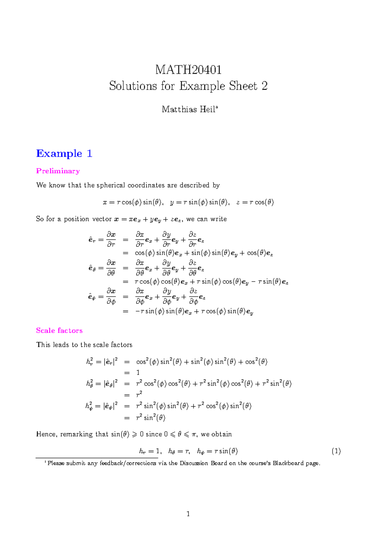 Example Sheet 2Solutions - MATH Solutions for Example Sheet 2 Matthias Heil* Example 1 ...
