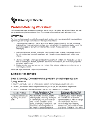 Psy110 v6 wk2 psychological concepts and strategic thinking worksheet ...
