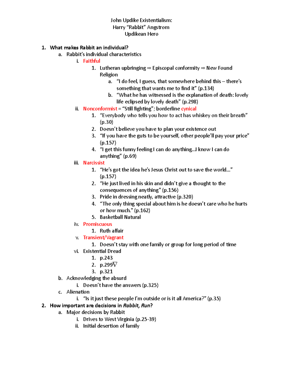 Updikean Hero - Summary Rabbit Run - John Updike Existentialism: Harry ...