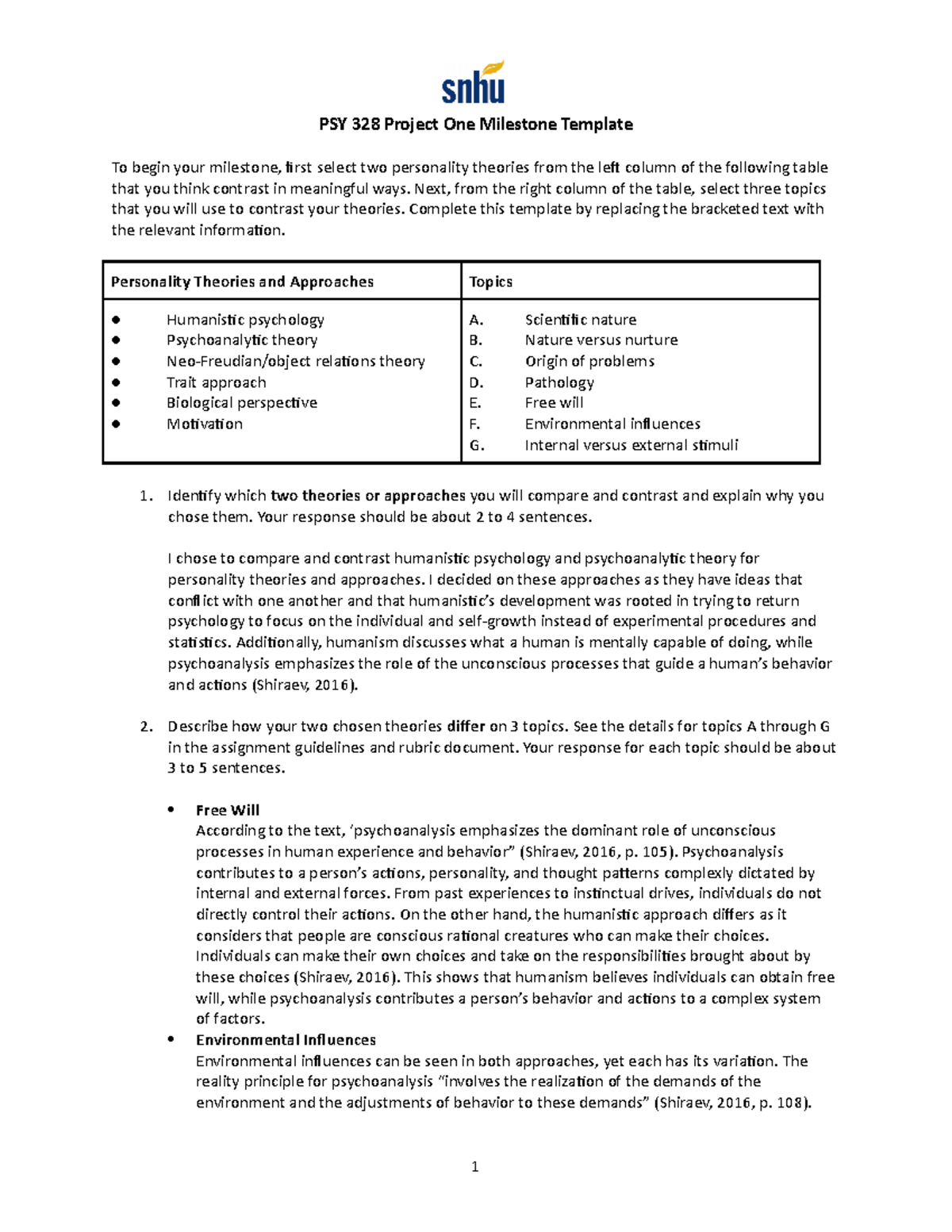 PSY 328 Project One Milestone - Next, from the right column of the ...
