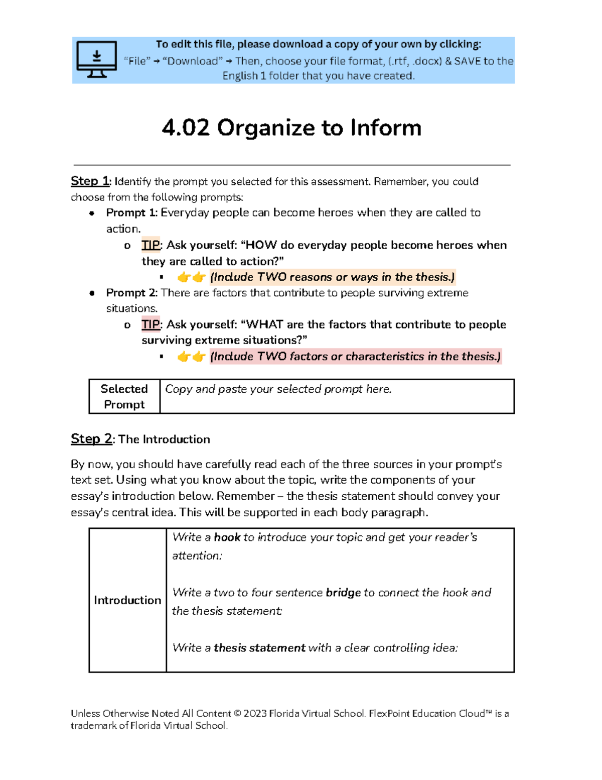 4.02 Organize to Inform - 4 Organize to Inform Step 1: Identify the ...