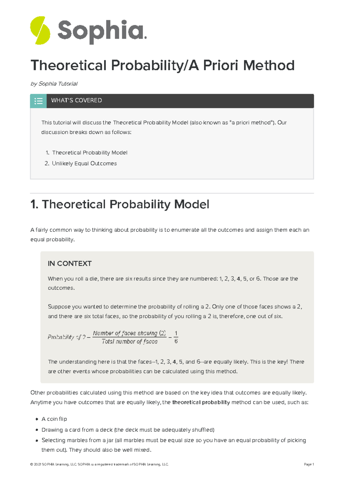 Theoretical probabilitya priori method 2 - Theoretical Probability/A ...