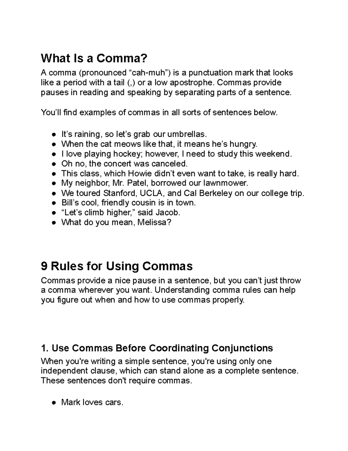 What Is a Comma - Commas provide pauses in reading and speaking by ...