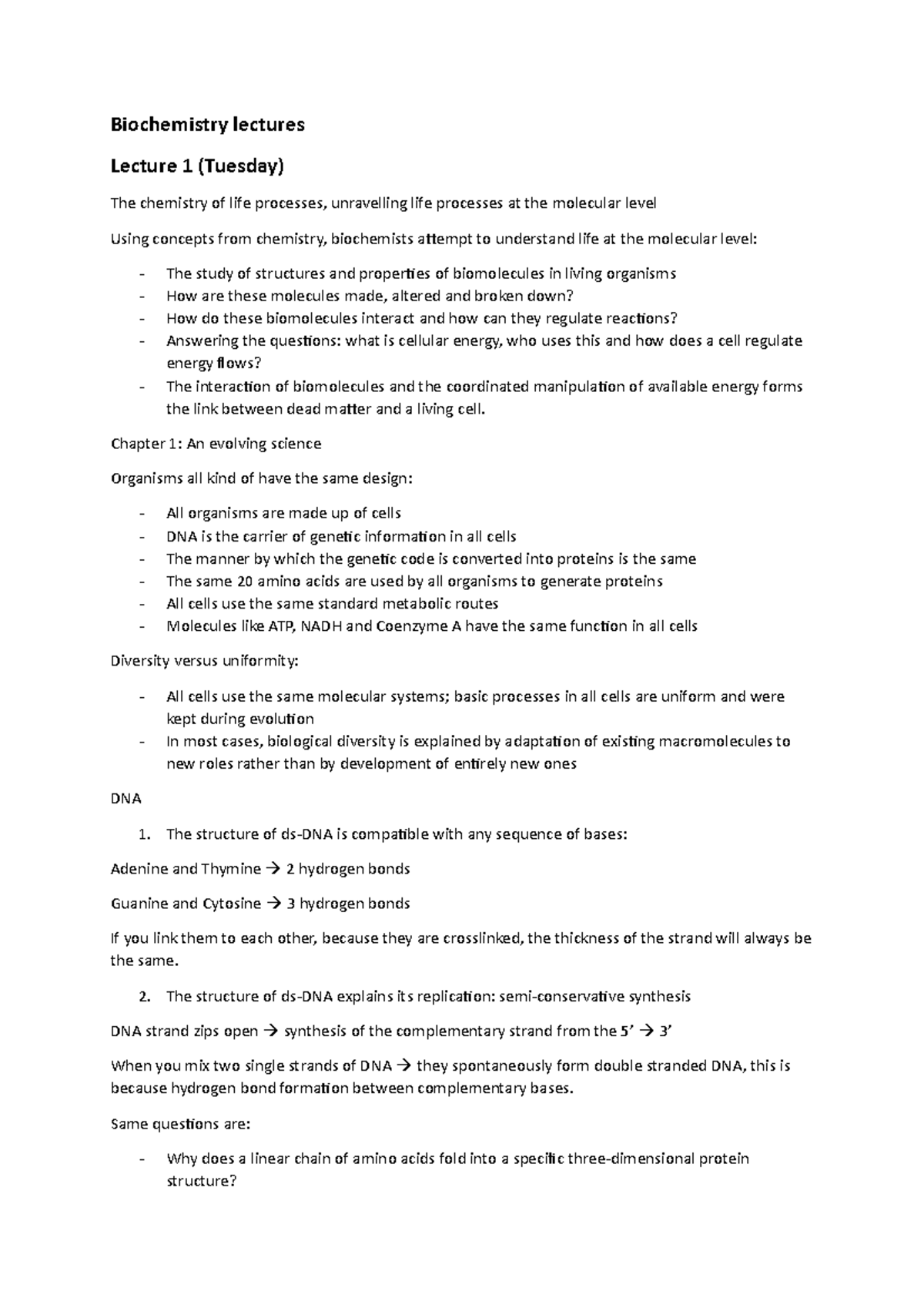 WUR Biochemistry Lectures - Biochemistry lectures Lecture 1 (Tuesday ...