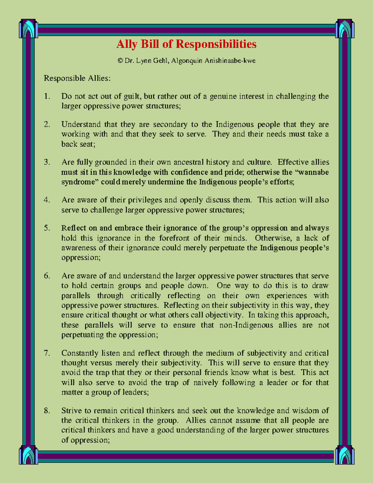 Ally bill of responsibilities poster - Ally Bill of Responsibilities ...