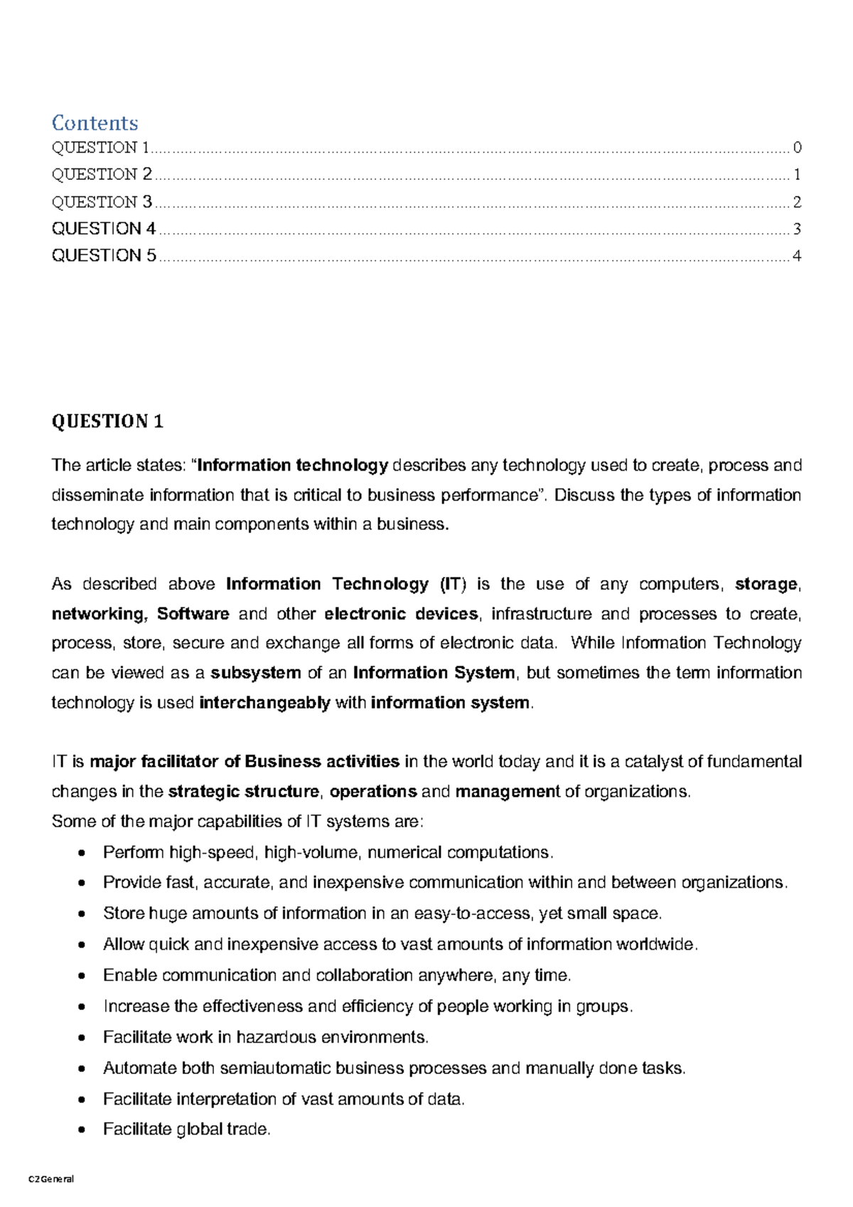 Upload - assignment - Contents QUESTION - Studocu