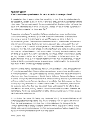 TOK MINI Essay Draft - What constitutes a good reason for us to accept ...