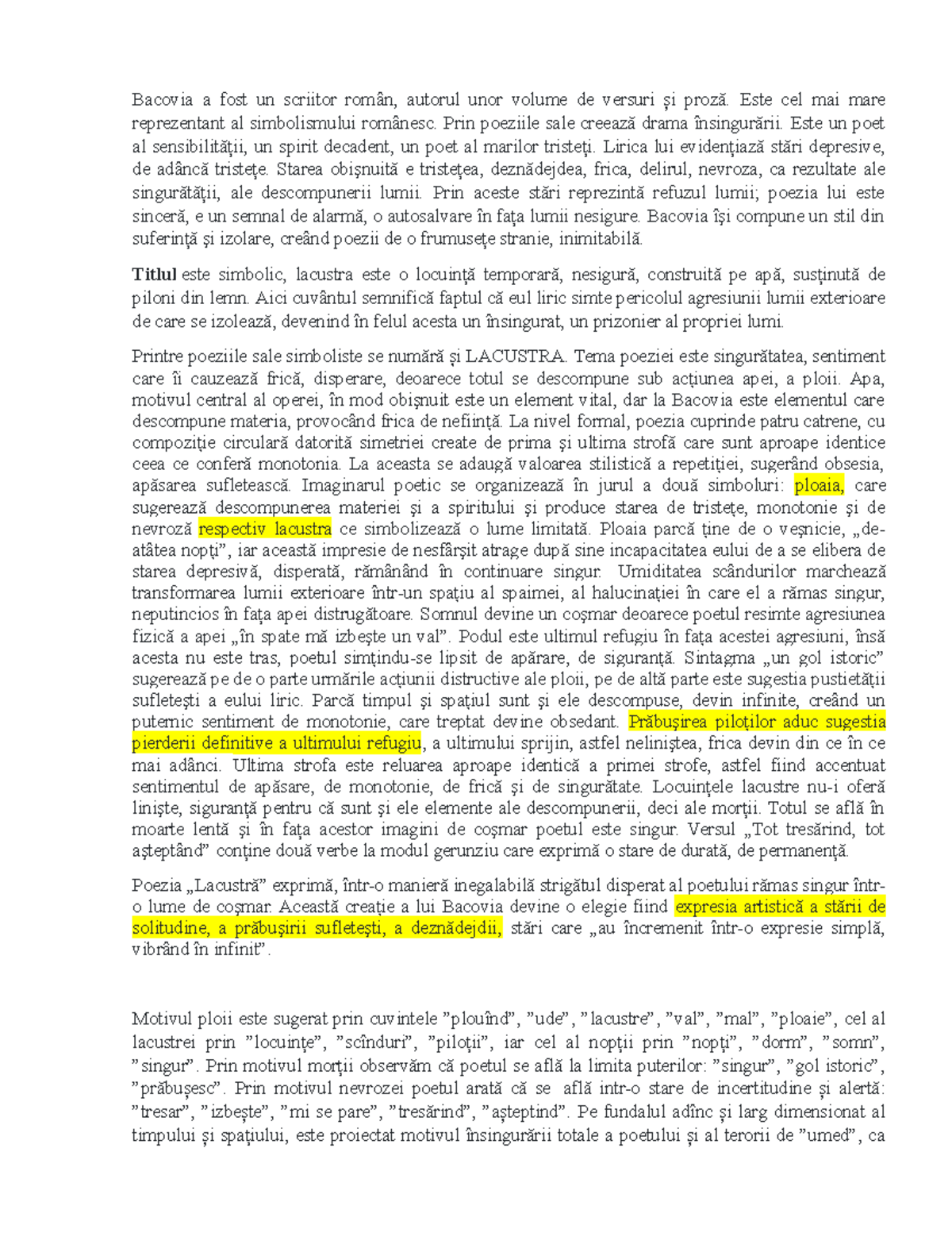 Bacovia- Lacustra - GGKIUJJ - Bacovia a fost un scriitor român, autorul ...