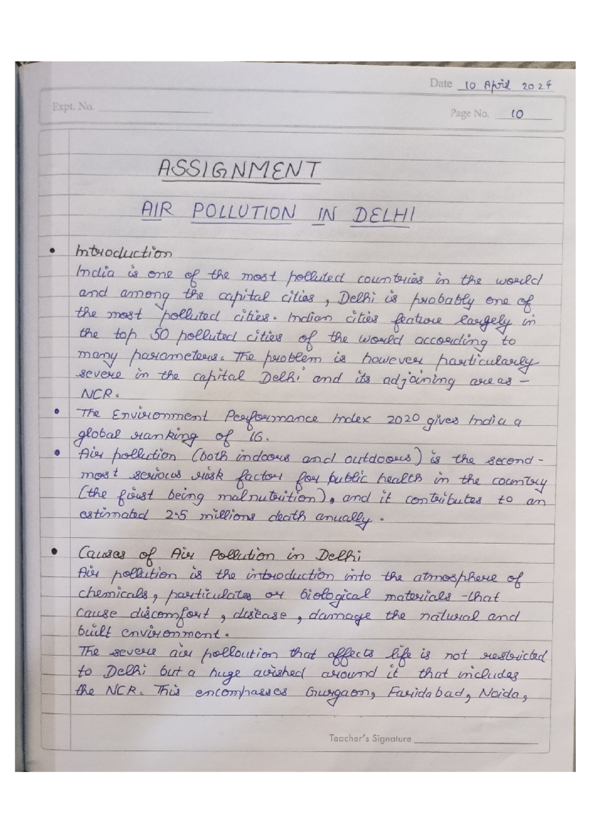 assignment on pollution - BA 501 - Studocu