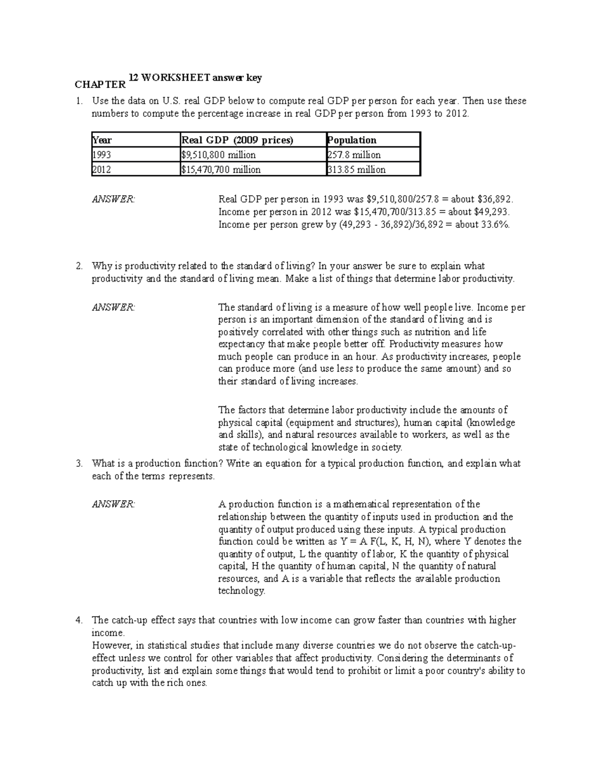 Chapter 12 Worksheet answer key - CHAPTER 12 WORKSHEET answer key Use ...