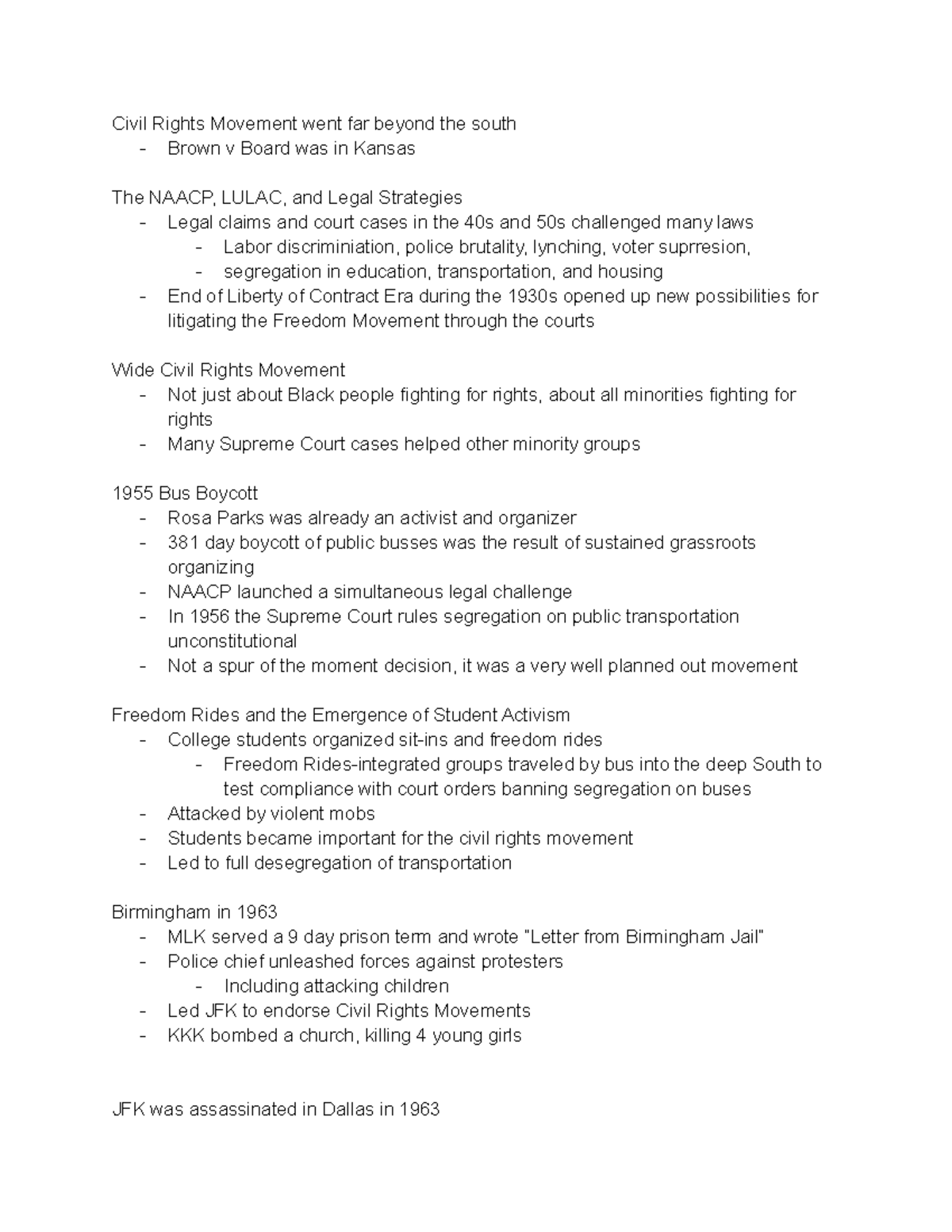 Civil Rights Movement - Studocu