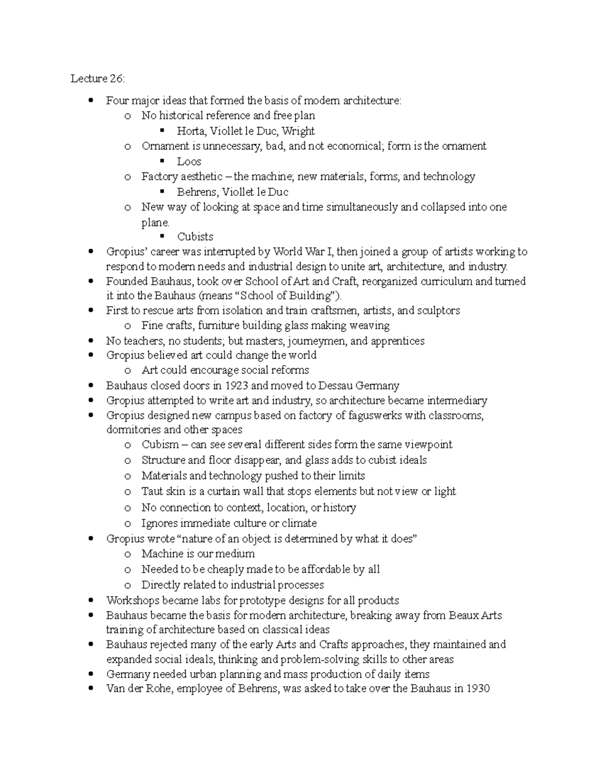 Lecture 26 rough draft - Lecture 26: Four major ideas that formed the ...