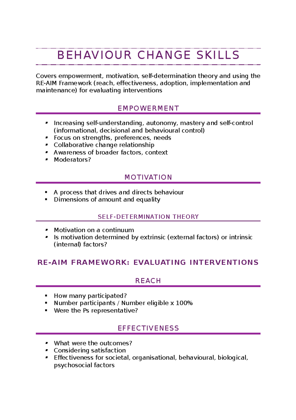 Behaviour Change Skills 6 - B E H AV I O U R C H A N G E S K I L L S ...