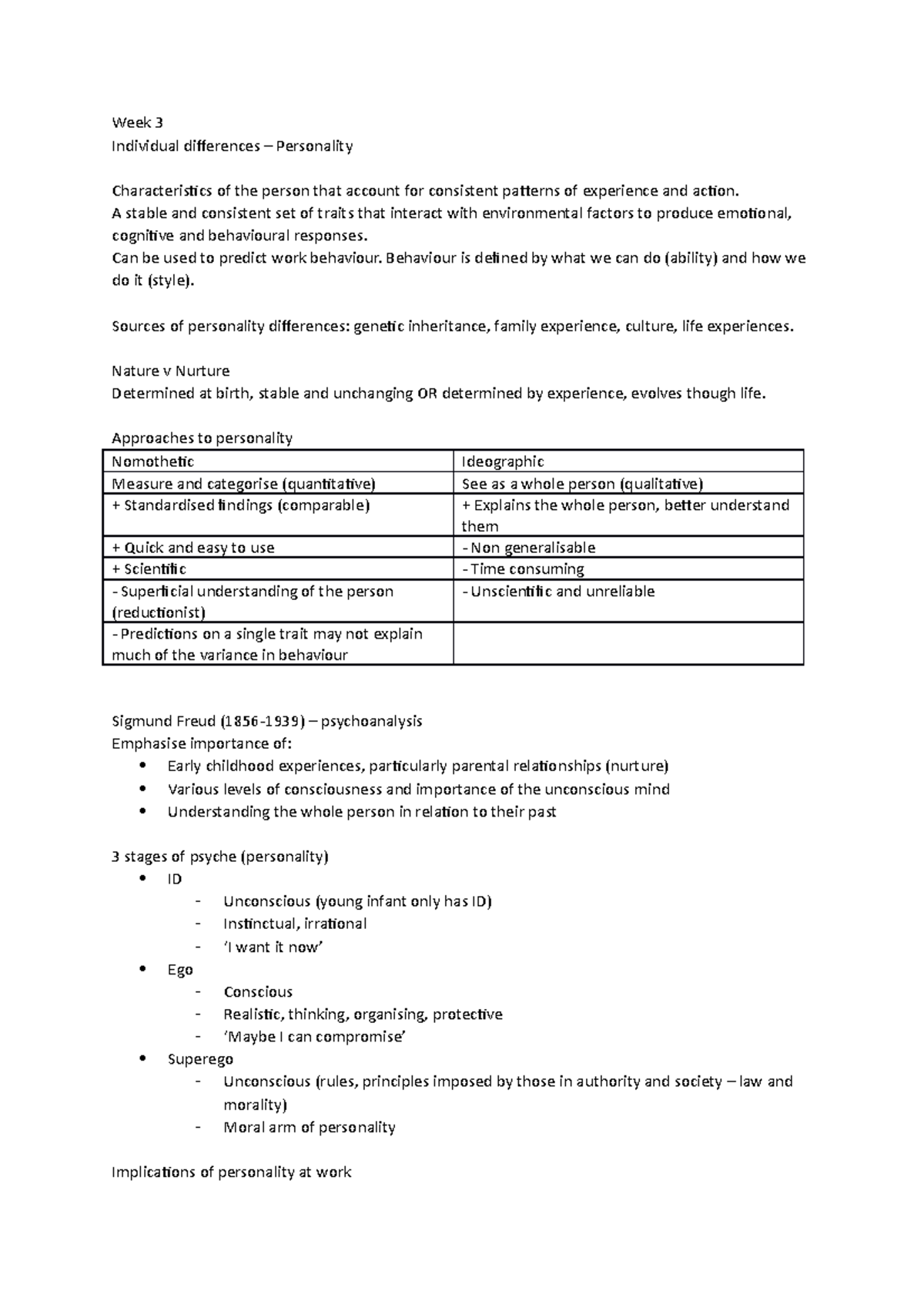 Week 3 OB Personality - Week 3 Individual differences – Personality ...
