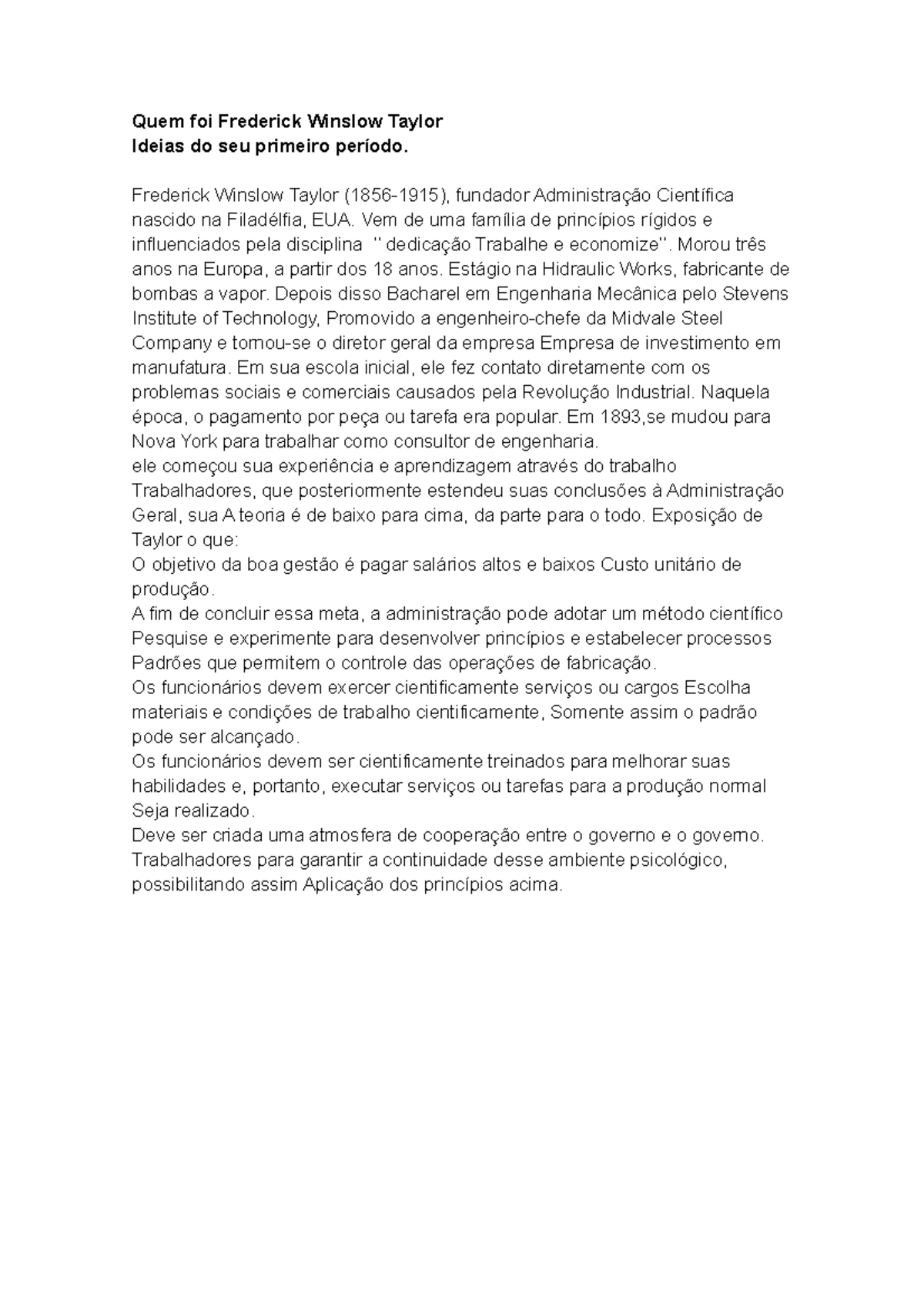 Quem foi Frederick Winslow Taylor - Frederick Winslow Taylor (1856-1915 ...