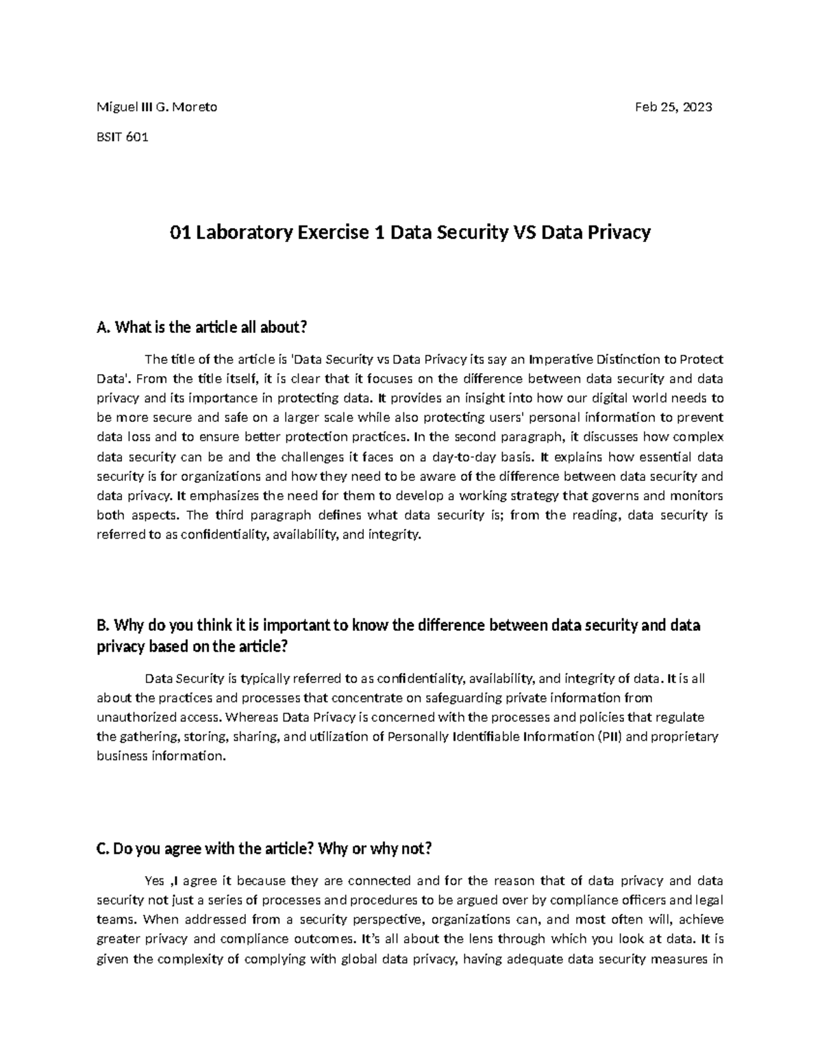 07e9f514b51aee5c09df - Miguel III G. Moreto Feb 25, 2023 BSIT 601 01 ...