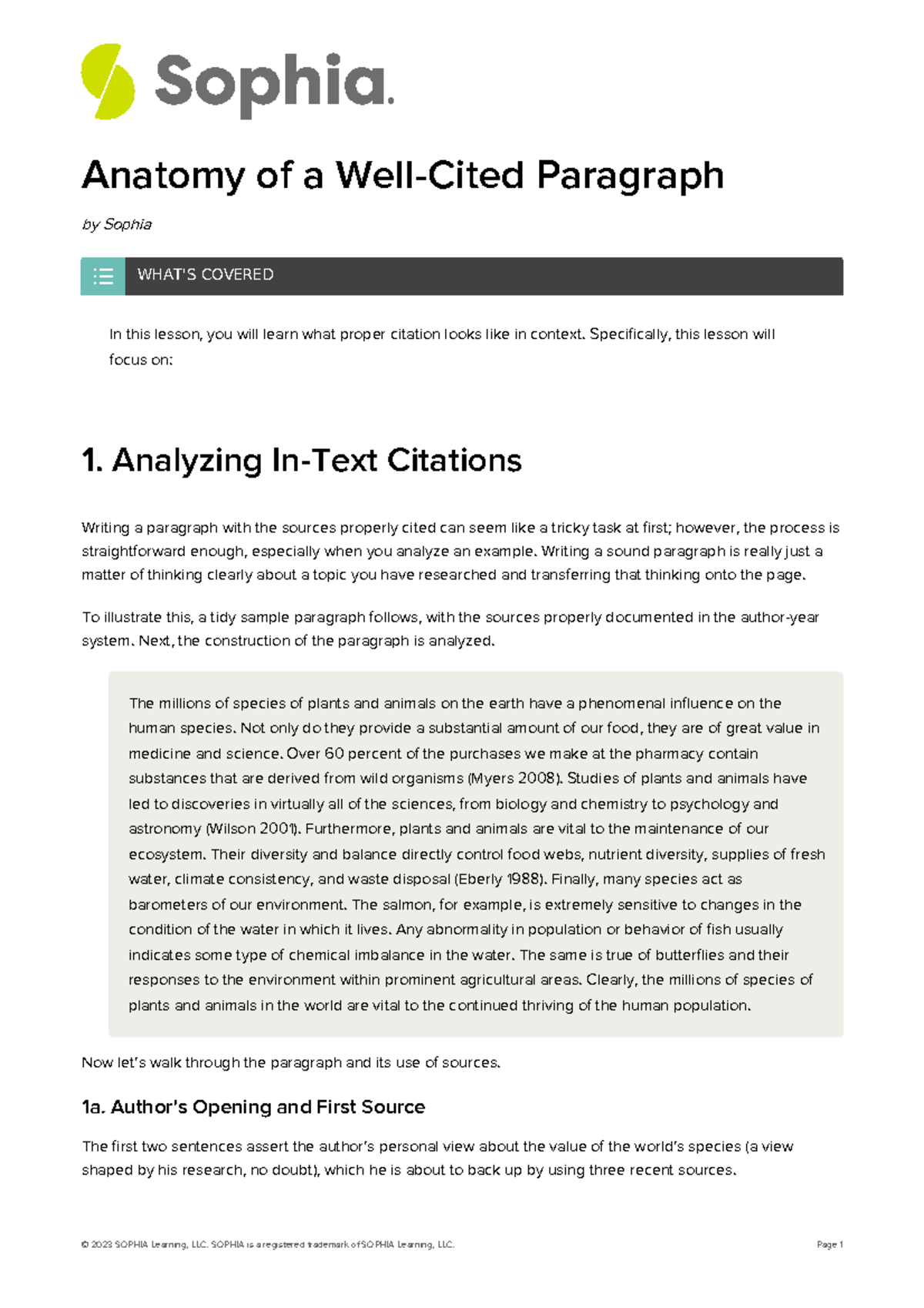 Cited paragraph - Anatomy of a Well-Cited Paragraph by Sophia In this lesson, you will learn ...